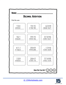 Decimal Addition Worksheets | Improve Number Fluency - 15 Worksheets.com