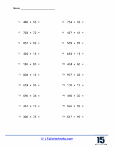 2 digit by 3 digit Multiplication Worksheets - 15 Worksheets.com