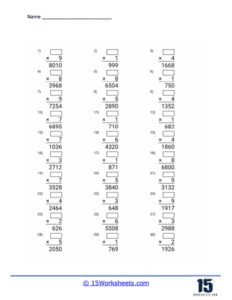 3 digit by 1 digit Multiplication Worksheets - 15 Worksheets.com