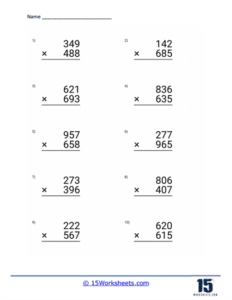 Triple Digit Multiplication Worksheets - 15 Worksheets.com