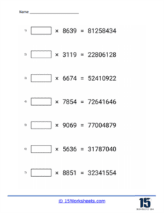 4 digit Multiplication Worksheets - 15 Worksheets.com