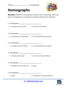 Homograph Worksheets | Multiple Meanings & Usage - 15 Worksheets.com