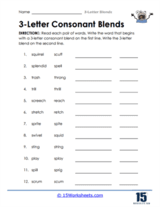 3-Letter Blends Worksheets | Decode and Read - 15 Worksheets.com