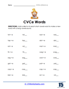 CVCe (Silent e) Worksheets | Decode, Spell & Read - 15 Worksheets.com