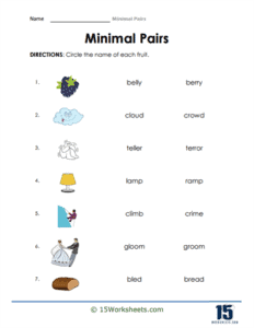 Minimal Pairs Worksheets - 15 Worksheets.com