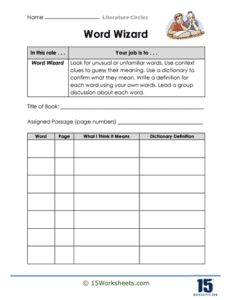 Literature Circles Worksheets - 15 Worksheets.com