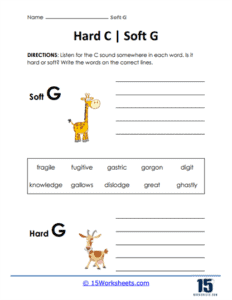 Soft G Worksheets | Phonemic Awareness - 15 Worksheets.com