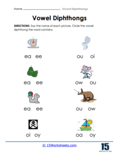 Vowel Diphthongs Worksheets | Early Readers - 15 Worksheets.com