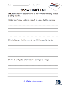 Show Don't Tell Worksheets - 15 Worksheets.com