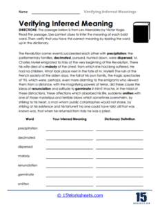 Verifying Inferred Meanings Worksheets - 15 Worksheets.com