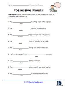 Possessive Nouns Worksheets - 15 Worksheets.com