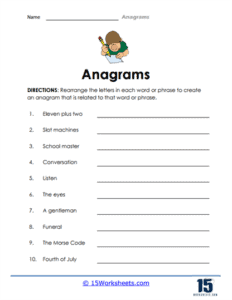 Anagrams Worksheets - 15 Worksheets.com