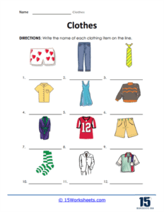 Clothing Worksheets | Fashion & Apparel Vocabulary - 15 Worksheets.com