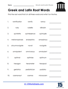 Greek and Latin Roots Worksheets - 15 Worksheets.com