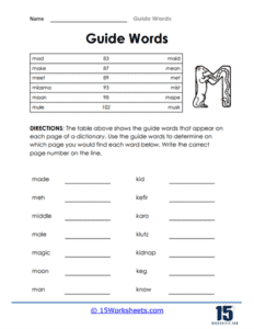 Guide Words Worksheets - 15 Worksheets.com