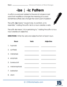 Patterns of Word Changes Worksheets - 15 Worksheets.com