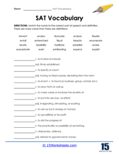 SAT Vocabulary Words Worksheets | Test Preparation - 15 Worksheets.com