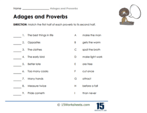 Adages and Proverbs Worksheets - 15 Worksheets.com