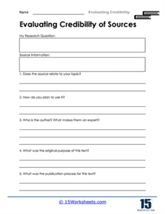 Evaluating Credibility Worksheets - 15 Worksheets.com