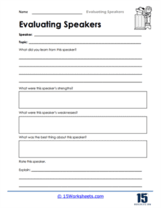 Evaluating Speakers Worksheets - 15 Worksheets.com