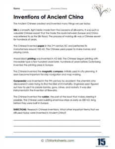 Ancient China Worksheets - 15 Worksheets.com