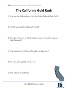 California Gold Rush Worksheets | Prospectors - 15 Worksheets.com