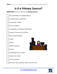 Primary and Secondary Sources Worksheets - 15 Worksheets.com