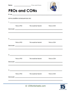 Pros and Cons Worksheets | Informed Choices - 15 Worksheets.com