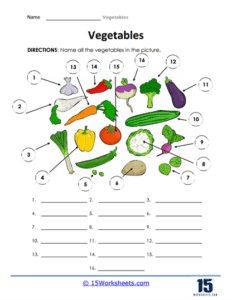 Vegetables Worksheets | Healthy Food Vocabulary - 15 Worksheets.com