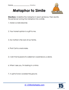 Similes Worksheets - 15 Worksheets.com