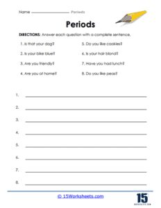 Periods Worksheets | Strengthen Sentence Closure - 15 Worksheets.com