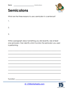 Semicolons Worksheets | Join Clauses For Clarity - 15 Worksheets.com
