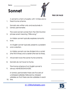 Sonnets Worksheets | Rhythm & Rhyme Tools - 15 Worksheets.com