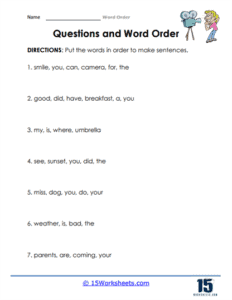 Word Order Worksheets | Writing Composition - 15 Worksheets.com