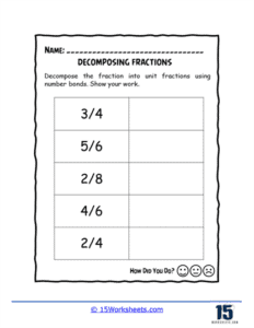 Decomposing Fractions Worksheets | Parts and Sums - 15 Worksheets.com