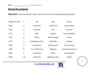Anachronism Worksheets - 15 Worksheets.com