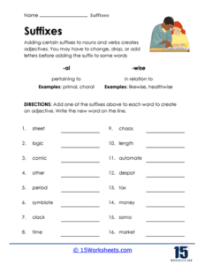 Suffixes Worksheets | Understand Word Endings - 15 Worksheets.com