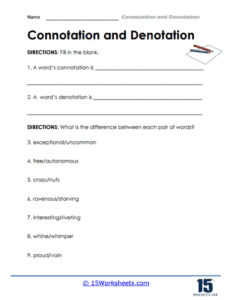 Connotation and Denotation Worksheets | Language - 15 Worksheets.com
