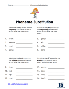 Phoneme Substitution Worksheets - 15 Worksheets.com