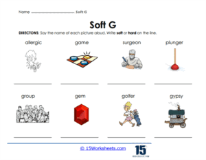 Soft G Worksheets | Phonemic Awareness - 15 Worksheets.com