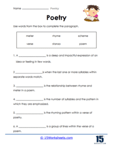 Poetry Worksheets | Reading and Understanding - 15 Worksheets.com