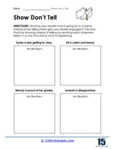 Show Don't Tell Worksheets - 15 Worksheets.com
