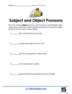Object Pronouns Worksheets | Parts of Speech - 15 Worksheets.com