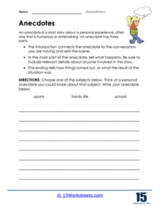 Anecdotes Worksheets - 15 Worksheets.com