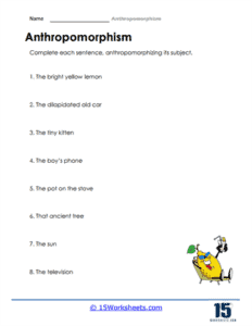 Anthropomorphism Worksheets - 15 Worksheets.com