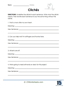 Cliches Worksheets - 15 Worksheets.com