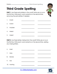 3rd Grade Spelling Words Worksheets | Fun & Effective Practice - 15 ...