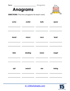 Anagrams Worksheets - 15 Worksheets.com