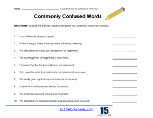 Commonly Confused Words Worksheets - 15 Worksheets.com
