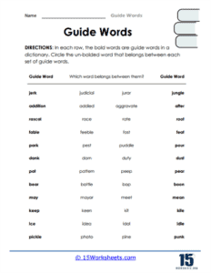 Guide Words Worksheets - 15 Worksheets.com